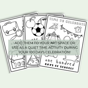 100 Days of School Celebratory Colouring Pages, 4 Easy Pages for Your ...