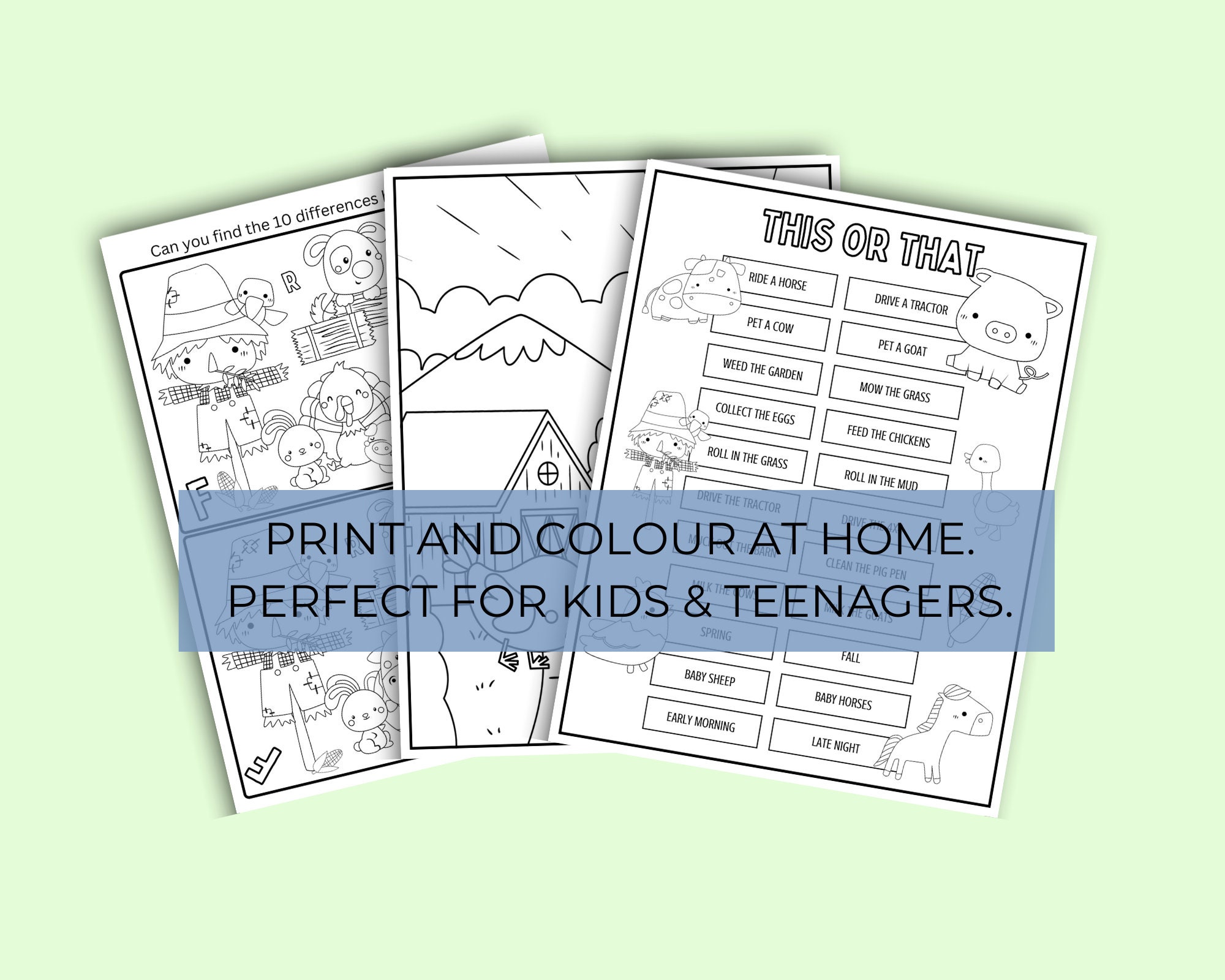 Printable Farm Animal Activity Book, Colouring Pages for Kids ...