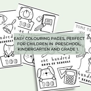 100 Days of School Celebratory Colouring Pages, 4 Easy Pages for Your ...