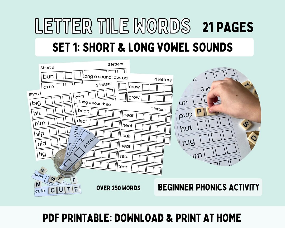 Letter Tile Word Building Phonics Activity - 250 Easy Words for ...