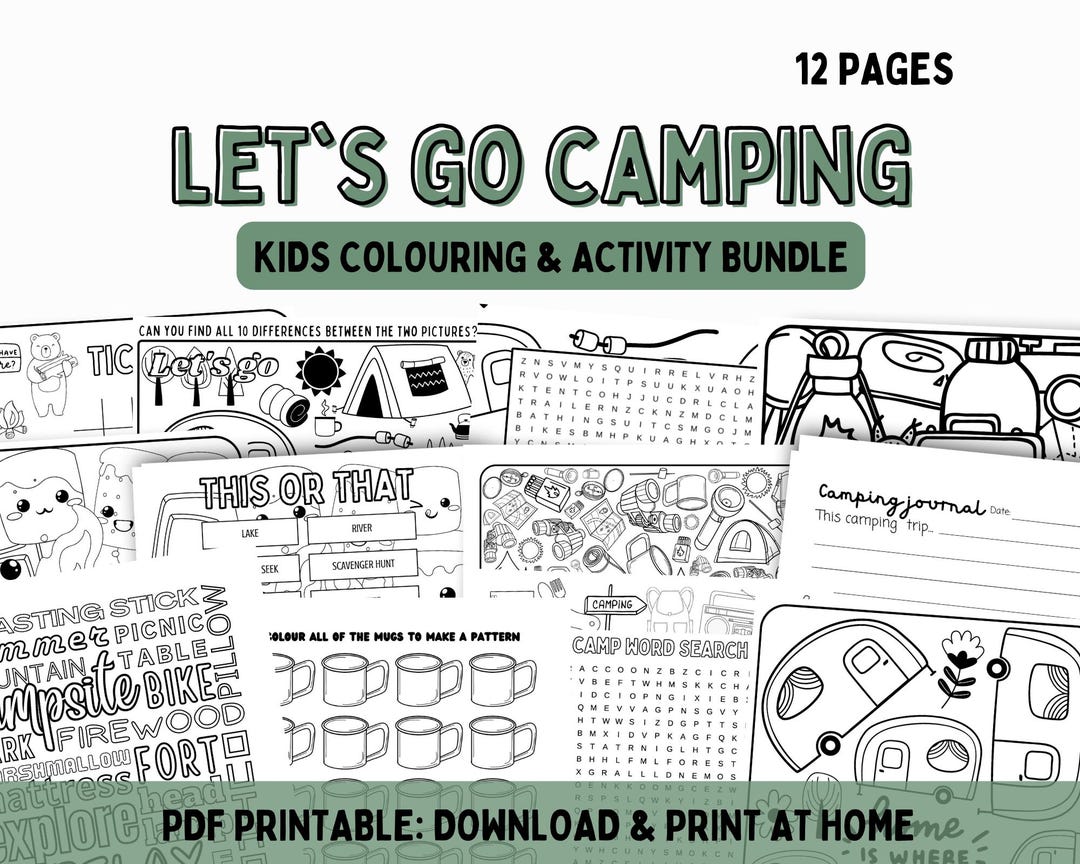 Let's Go Camping | 12 Page Camping Themed Colouring & Activity Pages ...