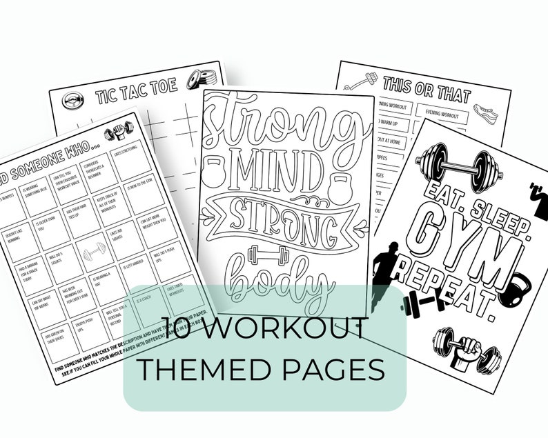 Let's Workout Set of 10 Colouring and Activity Pages for Kids, Fitness ...