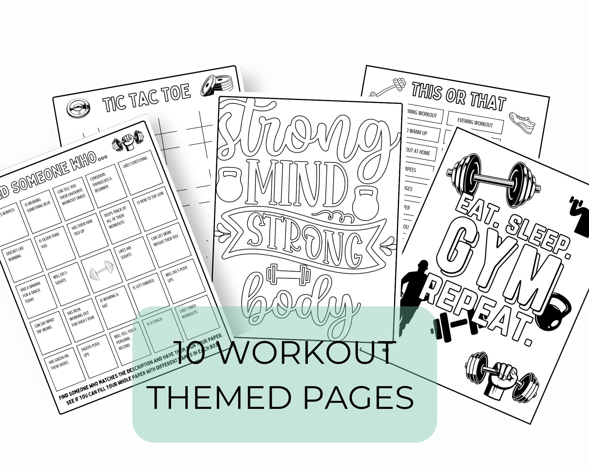 Let's Workout Set of 10 Colouring and Activity Pages for Kids, Fitness ...