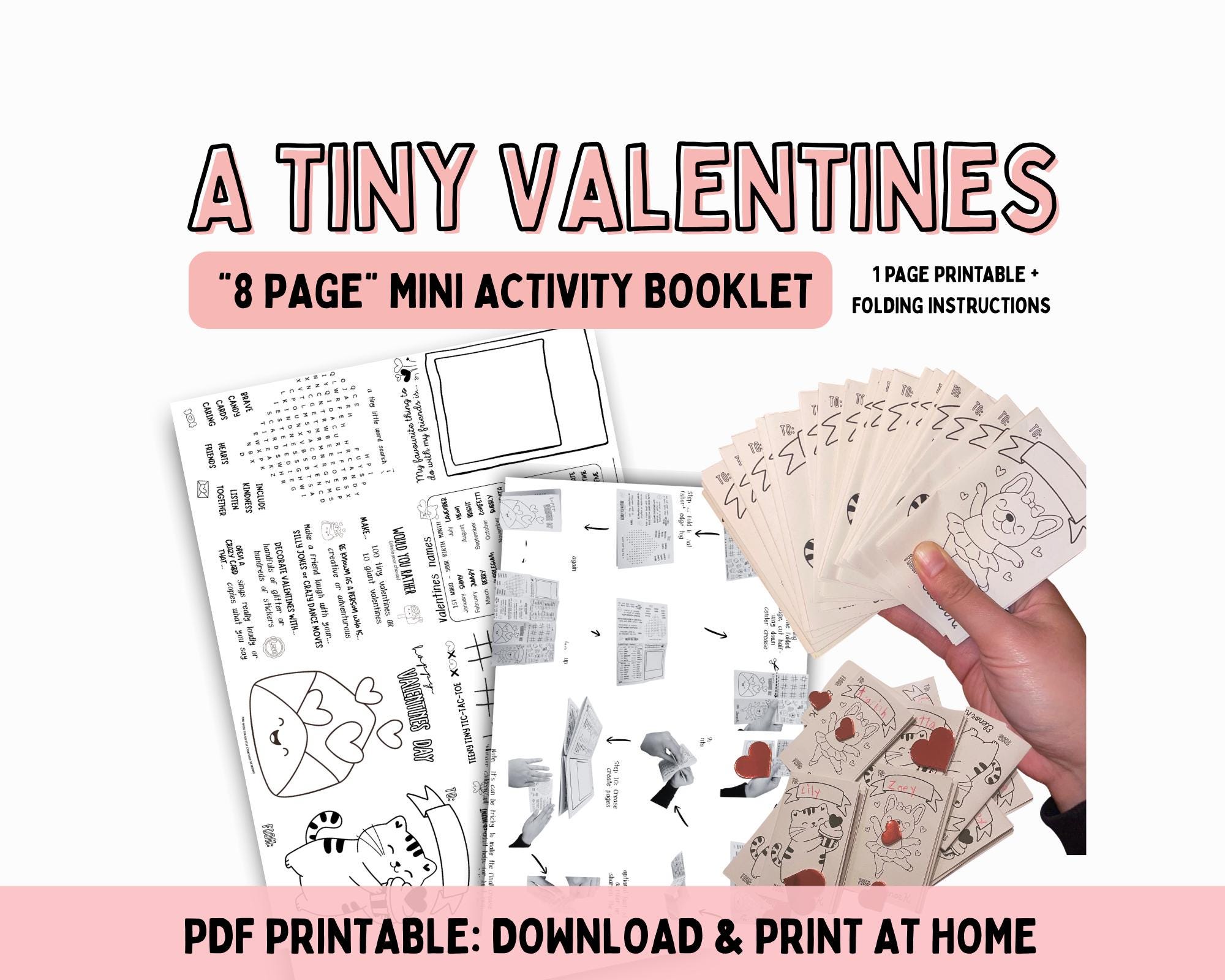 A Tiny Valentines | MINI Activity Book - 8 "pages" From 1 Page Pdf ...