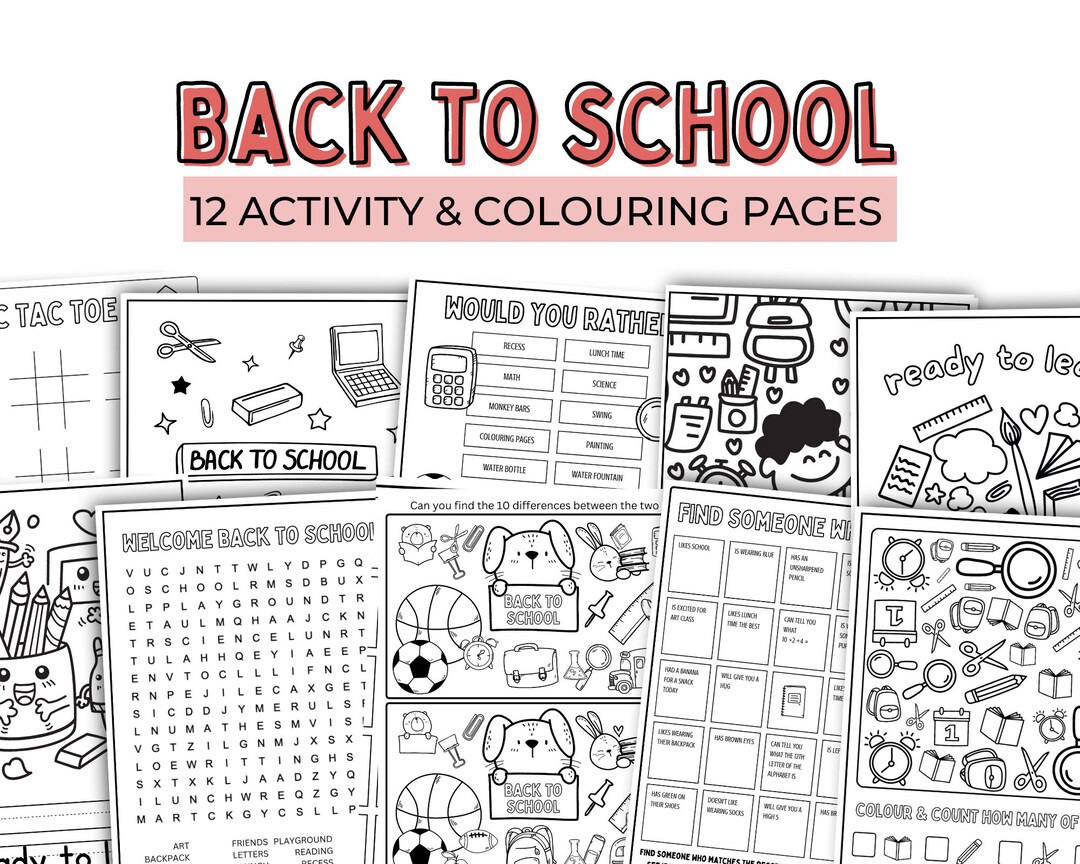 BACK TO SCHOOL - Colouring and Activity Pages for Early Elementary ...