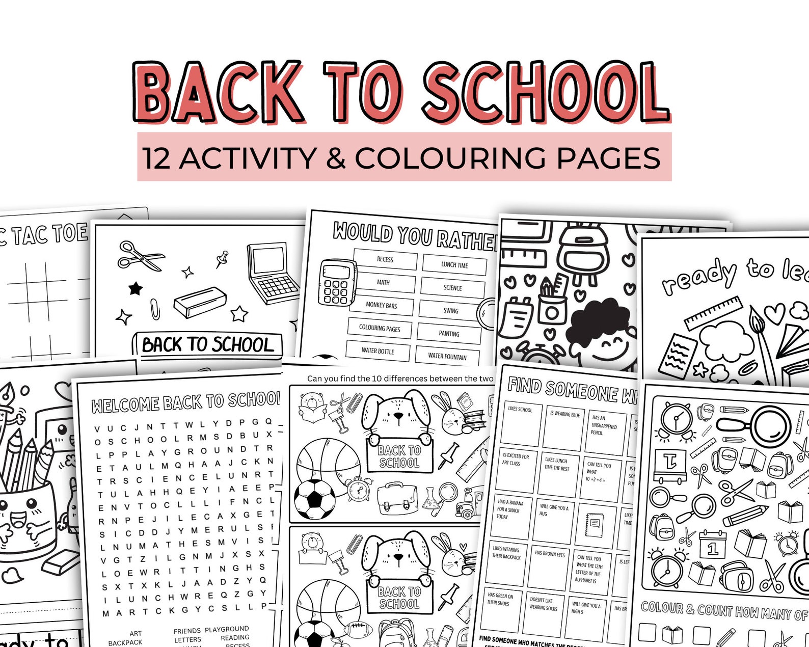 BACK TO SCHOOL - Colouring and Activity Pages for Early Elementary ...