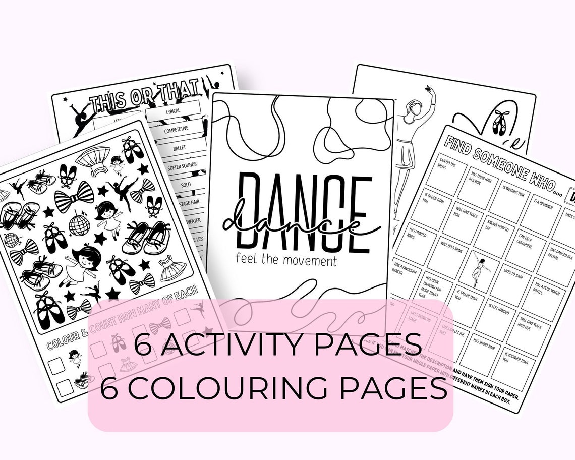 Let's Dance 12 Activity & Colouring Page Bundle, Pdf Download to Print ...