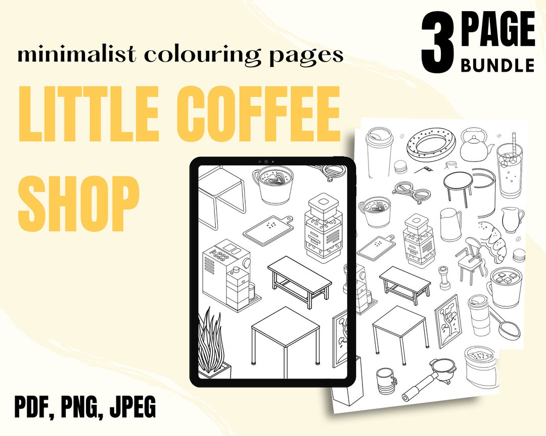 LITTLE COFFEE SHOP | Minimalist Coffee Shop Colouring Page Set ...