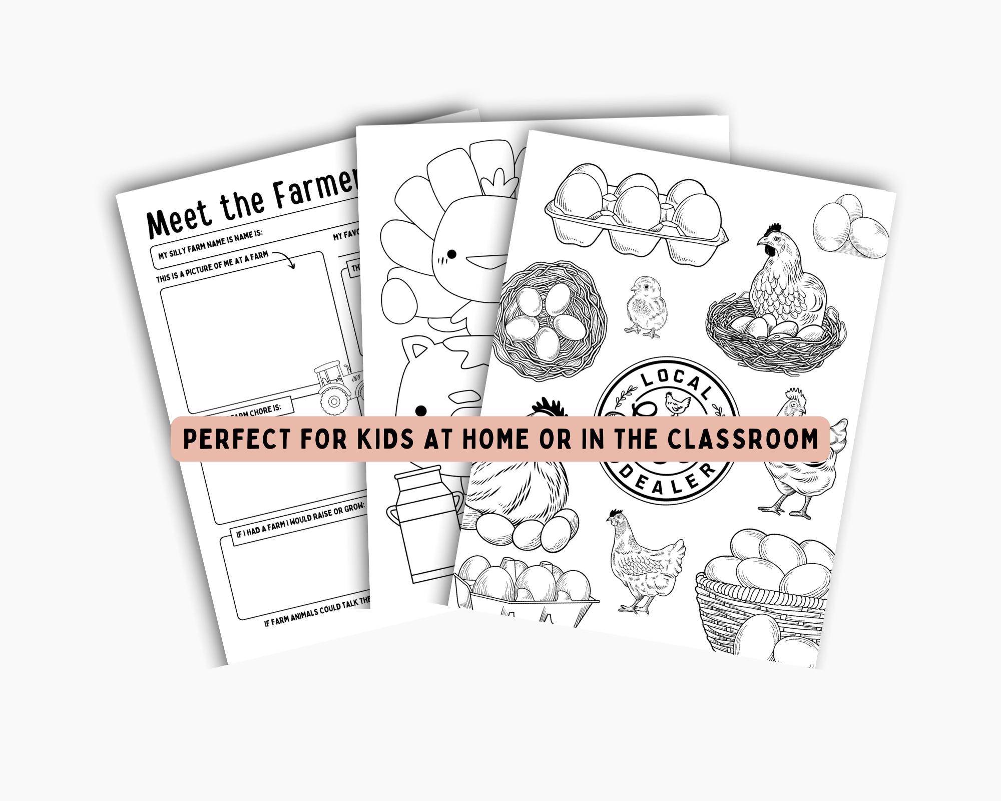 Printable Farm Animal Activity Book, Colouring Pages for Kids ...
