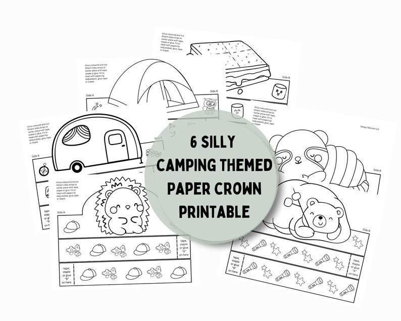 Happy Campers 6 Camping Themed Paper Hats PDF | Camping Paper Crown ...