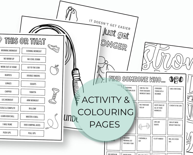 Let's Workout Set of 10 Colouring and Activity Pages for Kids, Fitness ...