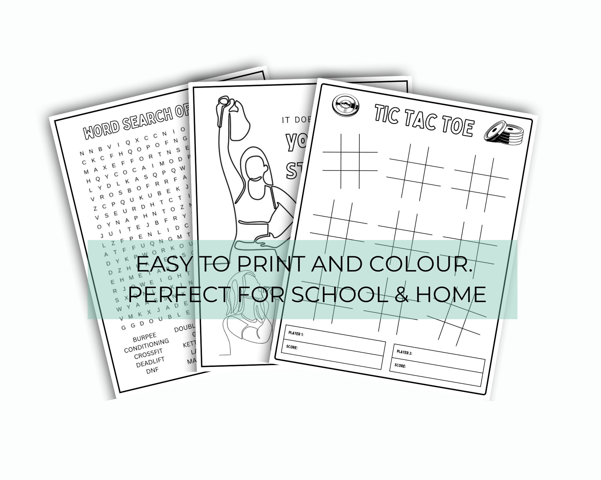 Let's Workout Set of 10 Colouring and Activity Pages for Kids, Fitness ...