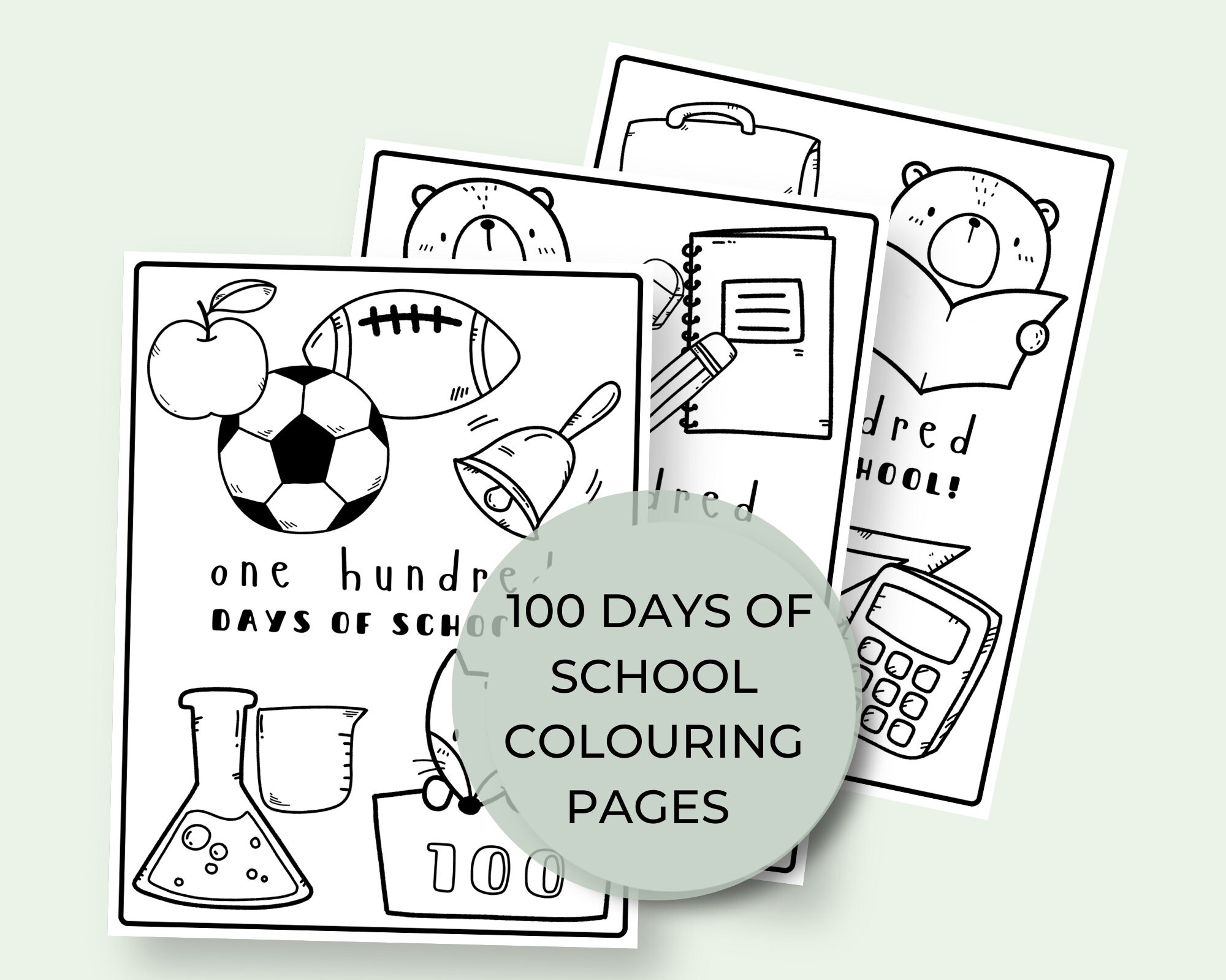 100 Days of School Celebratory Colouring Pages, 4 Easy Pages for Your ...