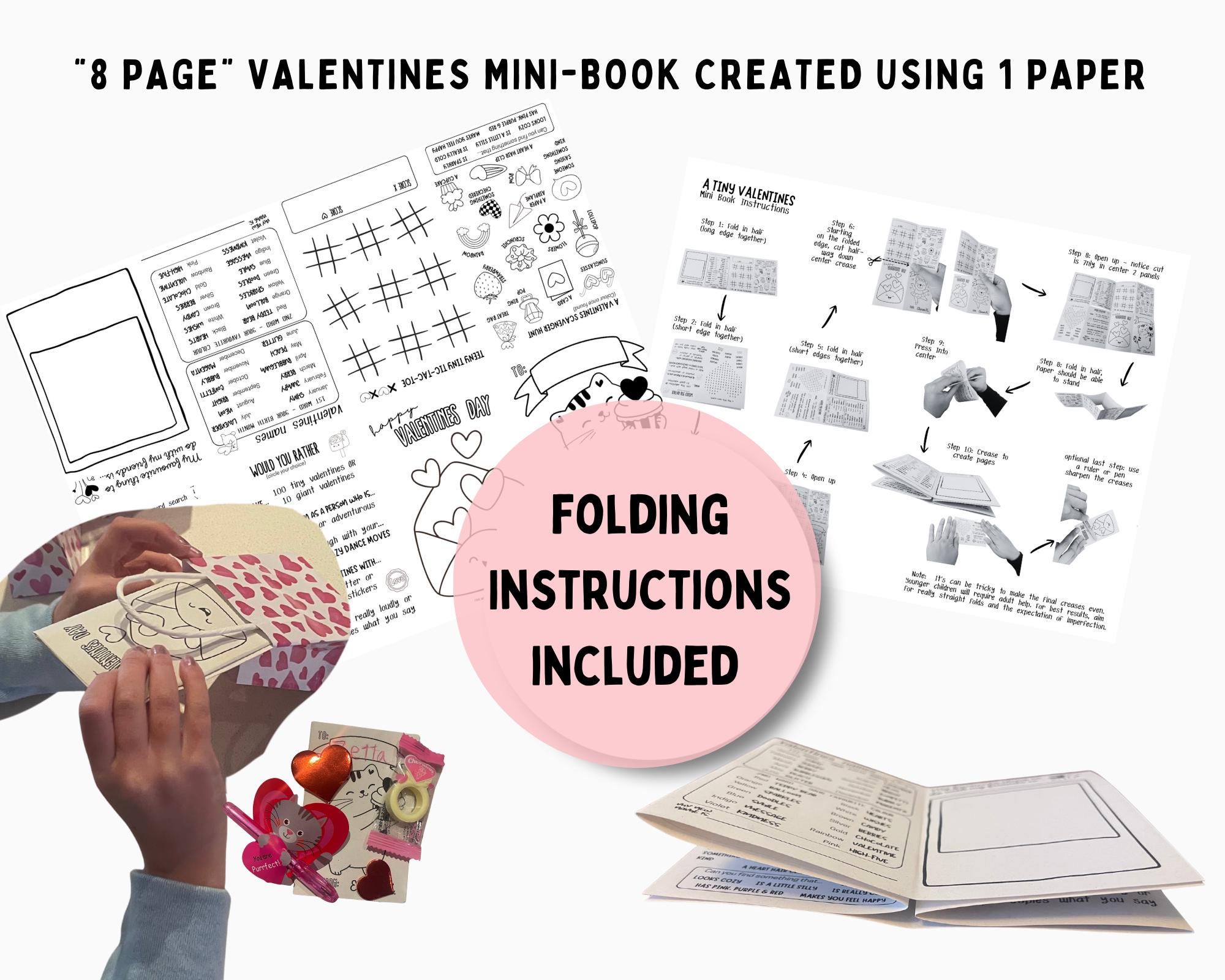 A Tiny Valentines | MINI Activity Book - 8 "pages" From 1 Page Pdf ...