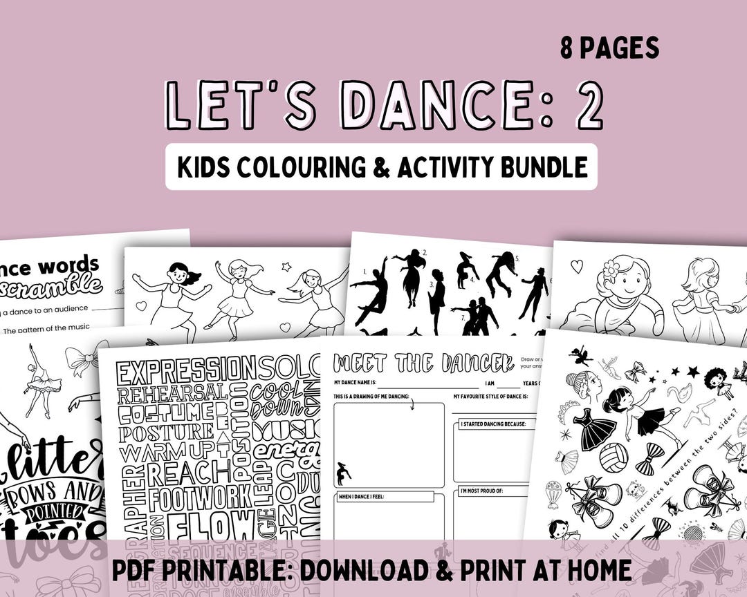 Let's Dance 2 | 8 Page Dance Colouring and Activity Bundle for Kids ...