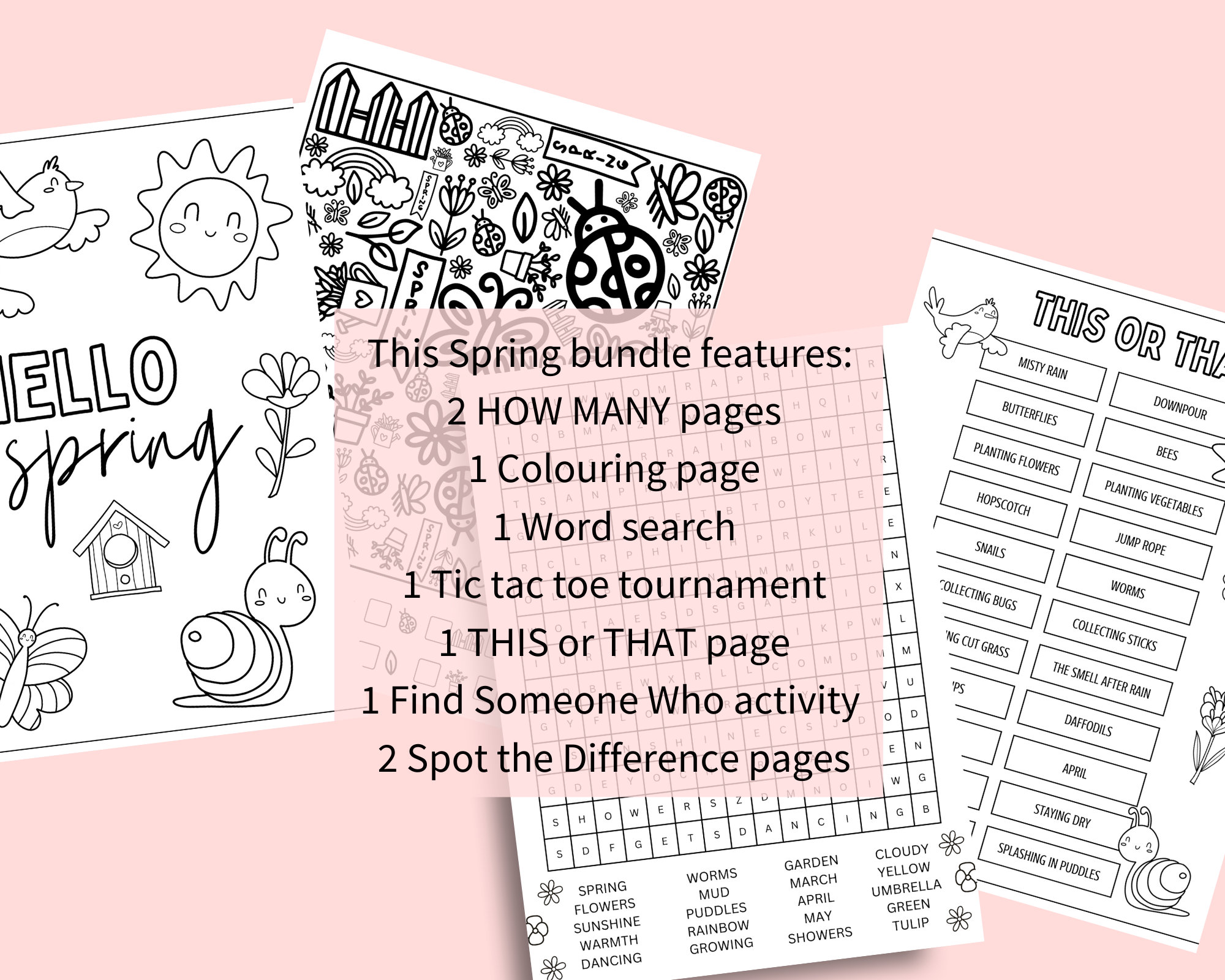 HELLO SPRING Activity & Colouring Pages for Early Elementary, Classroom ...