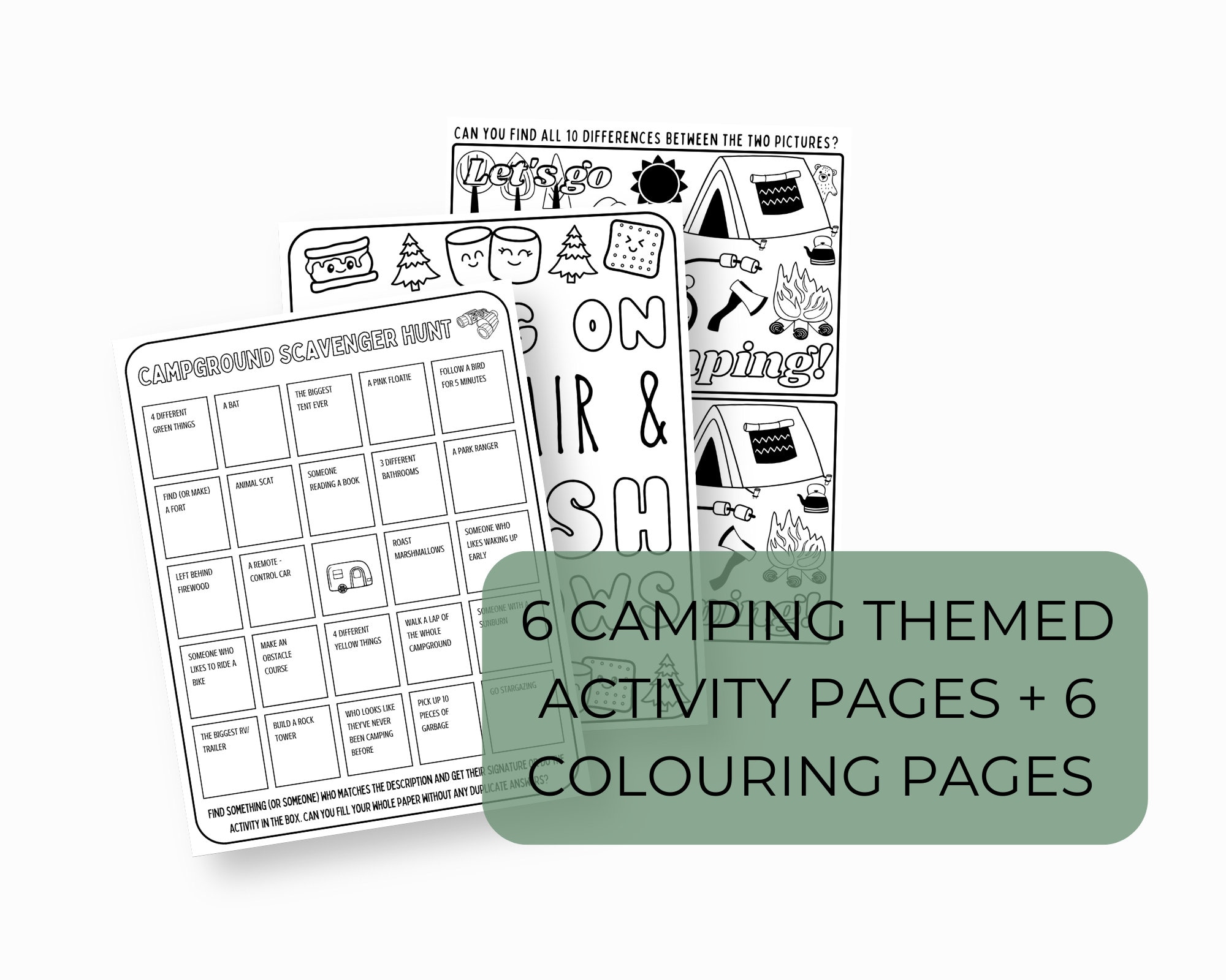 Let's Go Camping | 12 Page Camping Themed Colouring & Activity Pages ...