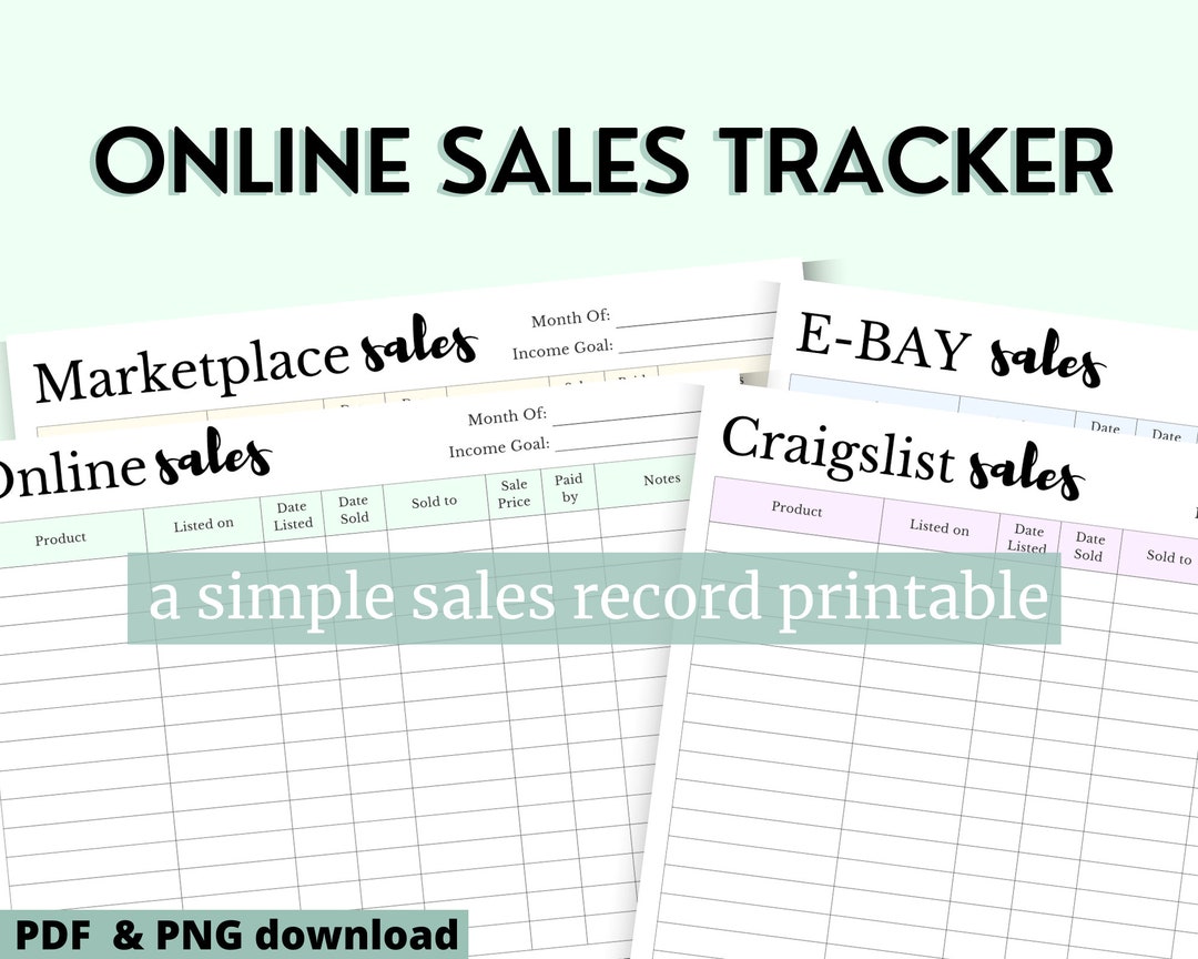 ONLINE SALES TRACKER Printable | Basic Sales Record | Instant Download ...