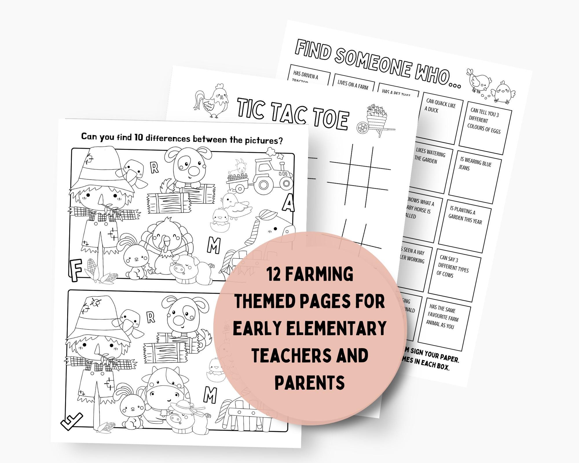 Printable Farm Animal Activity Book, Colouring Pages for Kids ...