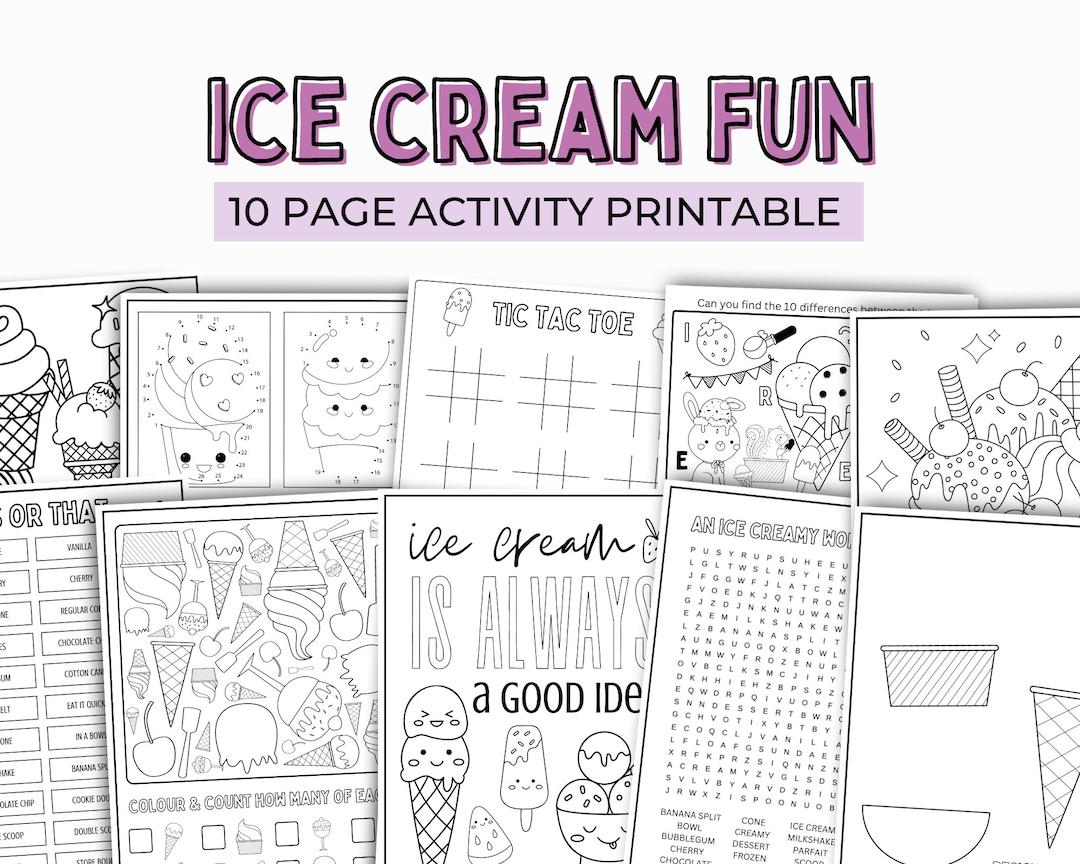 Ice Cream Colouring & Activity Pages for Kids, Ice Cream Themed ...