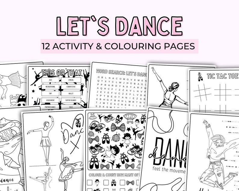 Let's Dance | 12 Page Activity & Colouring Bundle, Pdf Download Print ...