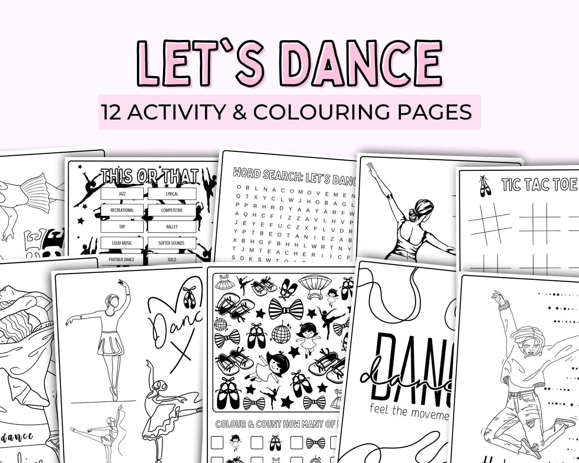 Let's Dance 12 Activity & Colouring Page Bundle, Pdf Download to Print ...