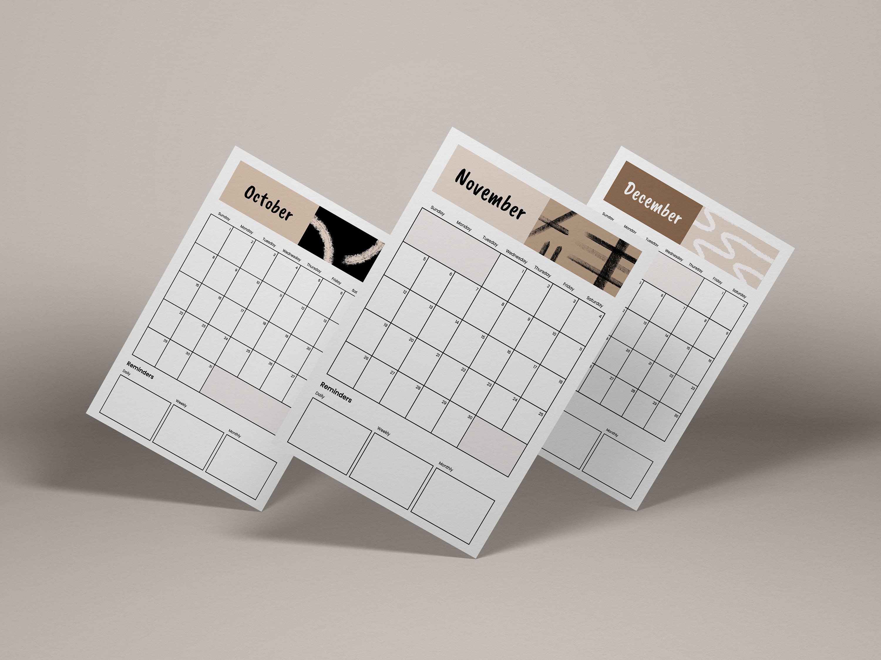 Editable Printable Abstract Modern Art 2023 Monthly Calendar, Fill in ...