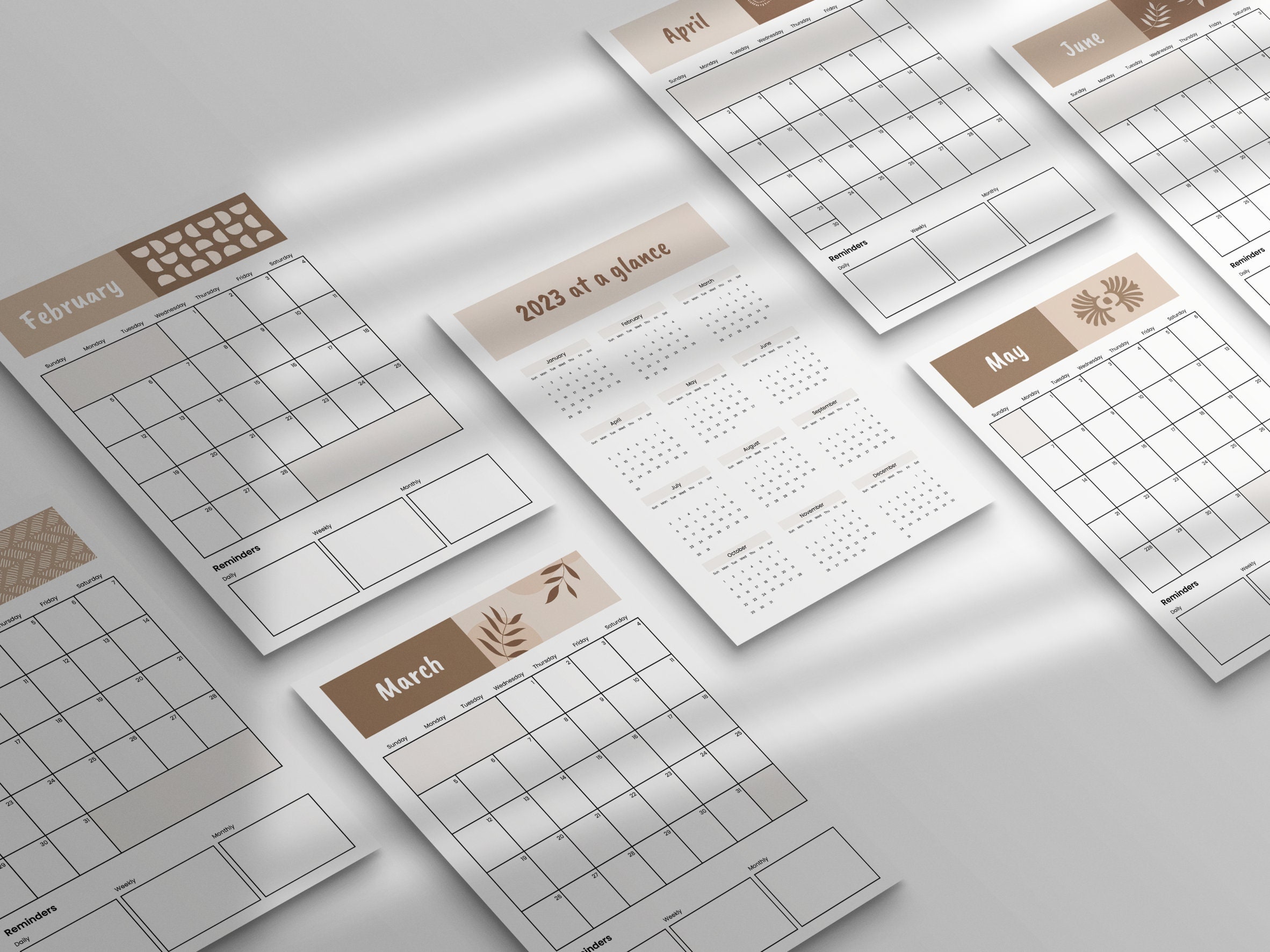 Editable Printable Boho Art 2023 Monthly Calendar, Fill in Calendar, 12 ...