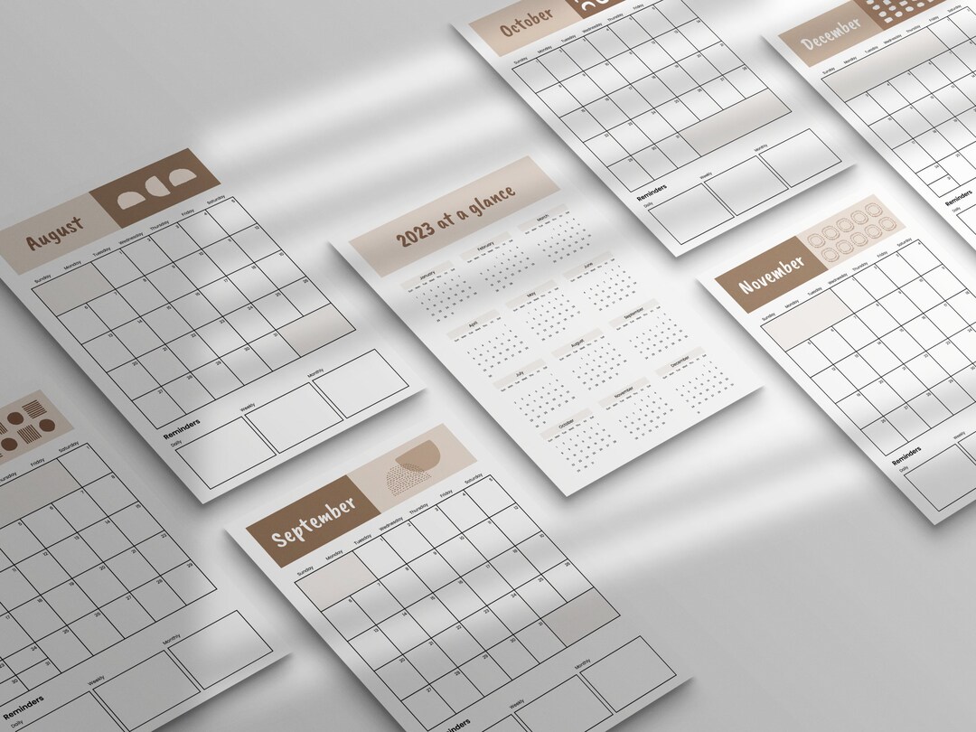 Editable Printable Boho Art 2023 Monthly Calendar, Fill in Calendar, 12 ...