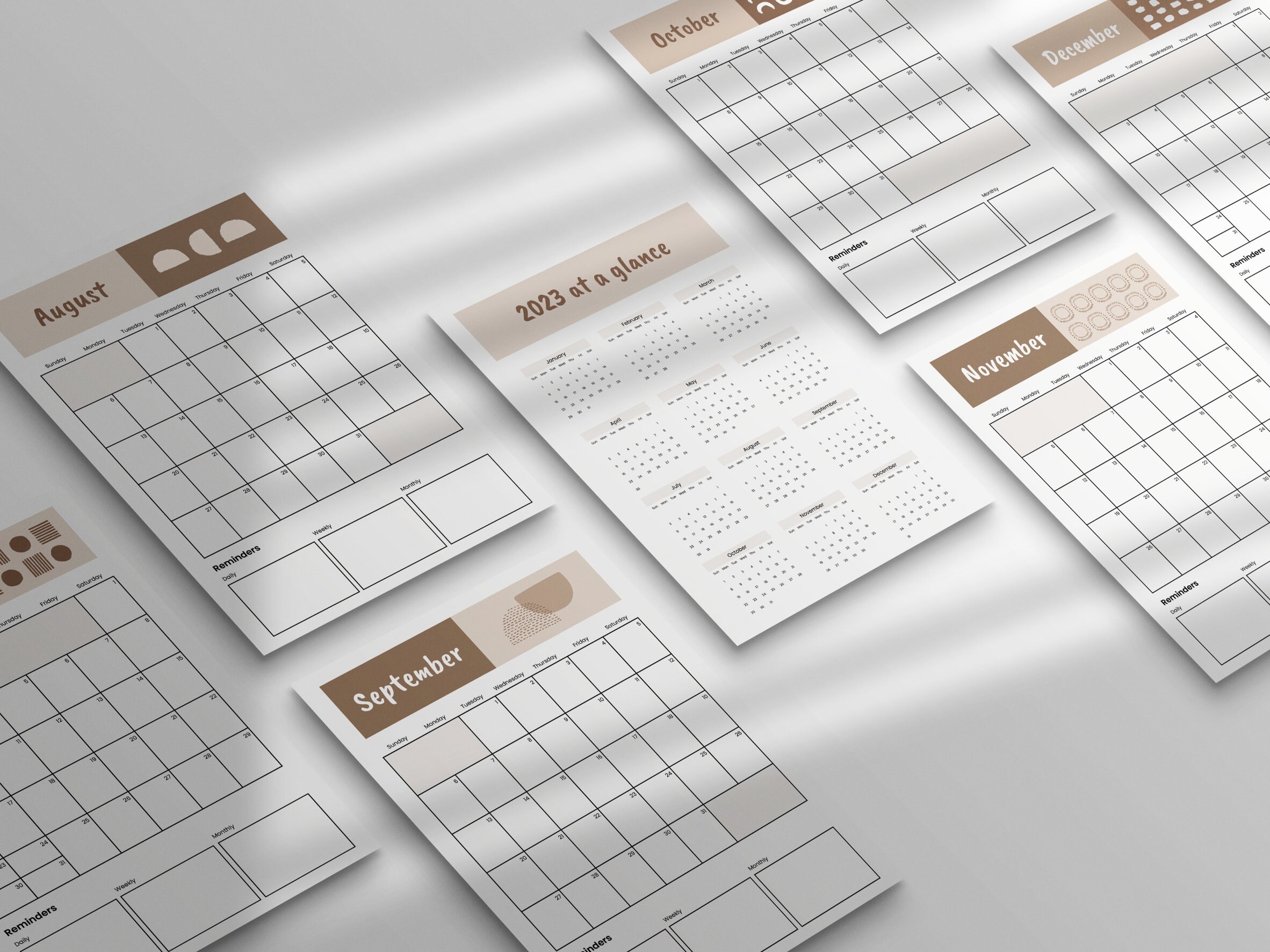 Editable Printable Boho Art 2023 Monthly Calendar, Fill in Calendar, 12 ...