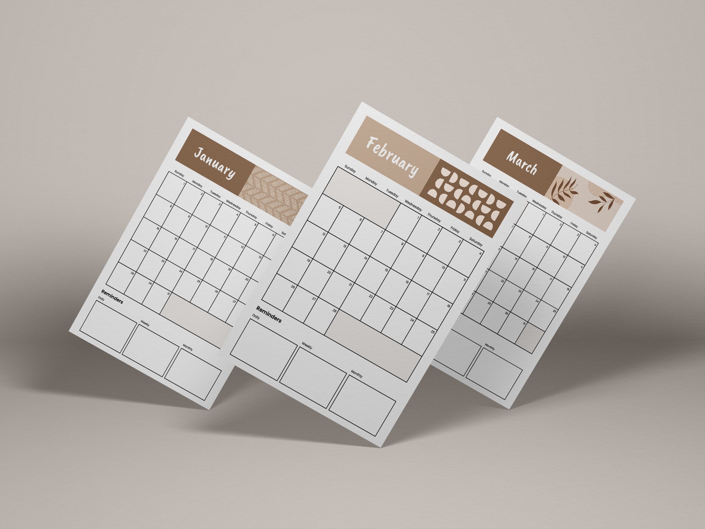 Editable Printable Boho Art 2023 Monthly Calendar, Fill in Calendar, 12 ...