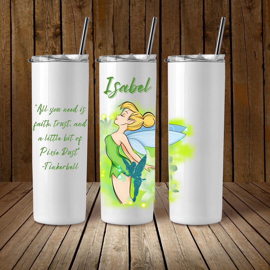 Tinkerbell Inspired Glass Cup | Fairy | Personalized Tinkerbell Cup ...