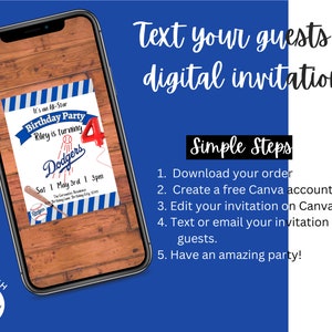 Dodgers Themed Birthday Invitation, Birthday Invite, Custom Dodgers ...