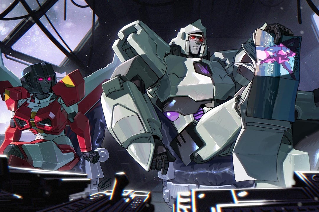 Art Print: Megatron + Starscream “lounging” - Etsy