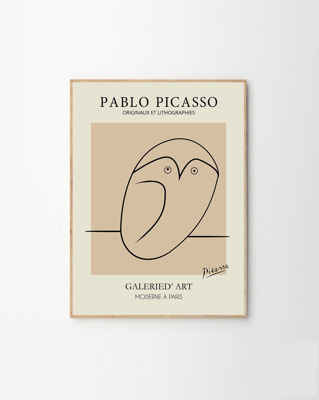 Picasso the Owl, Exhibition Vintage Line Art Poster, Minimalist Line ...