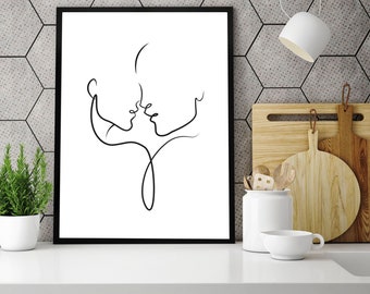 Abstract Couple Line Art, Love Print, Couple One Line Drawing, Man and ...