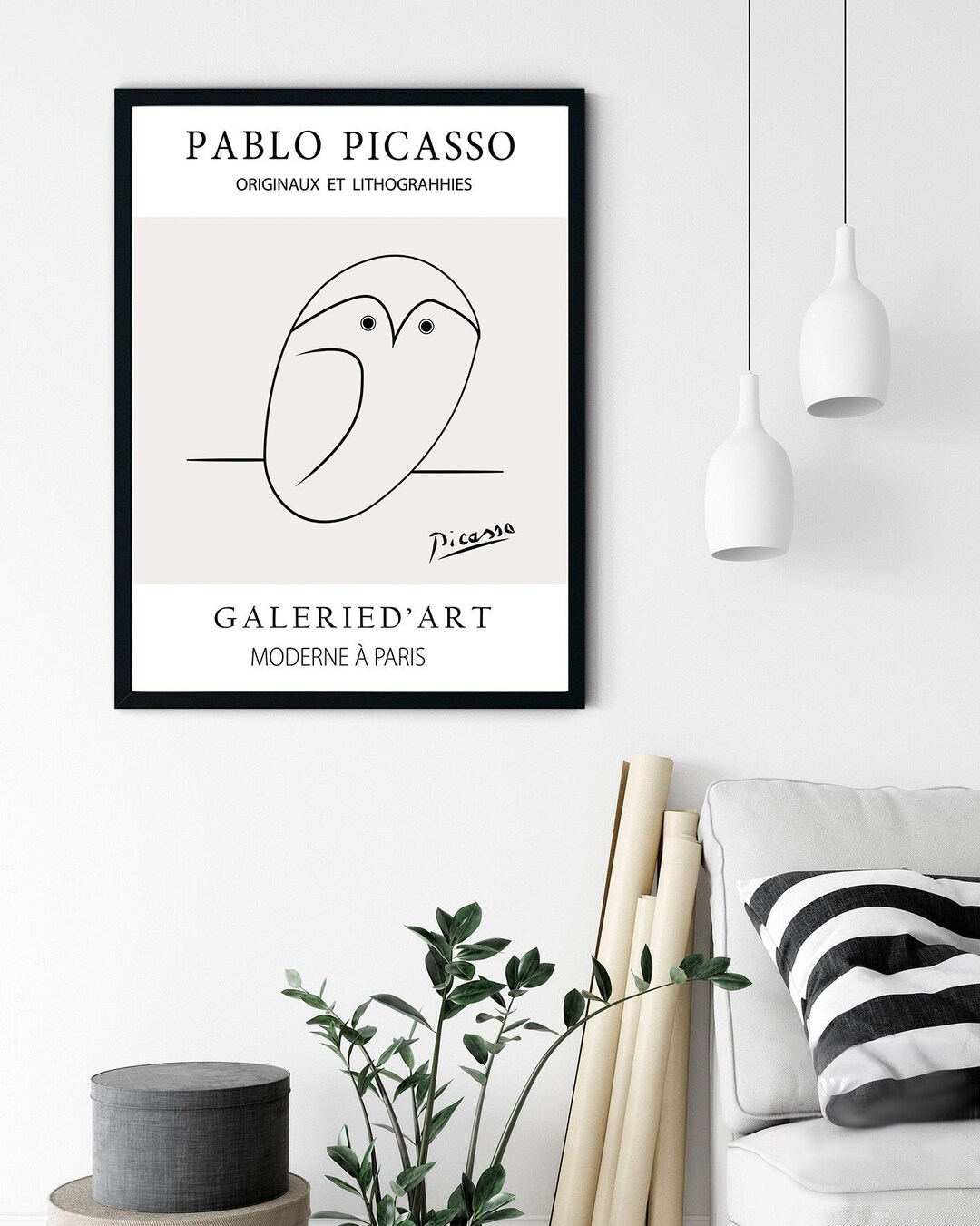 Picasso the Owl, Exhibition Vintage Line Art Poster, Minimalist Line ...