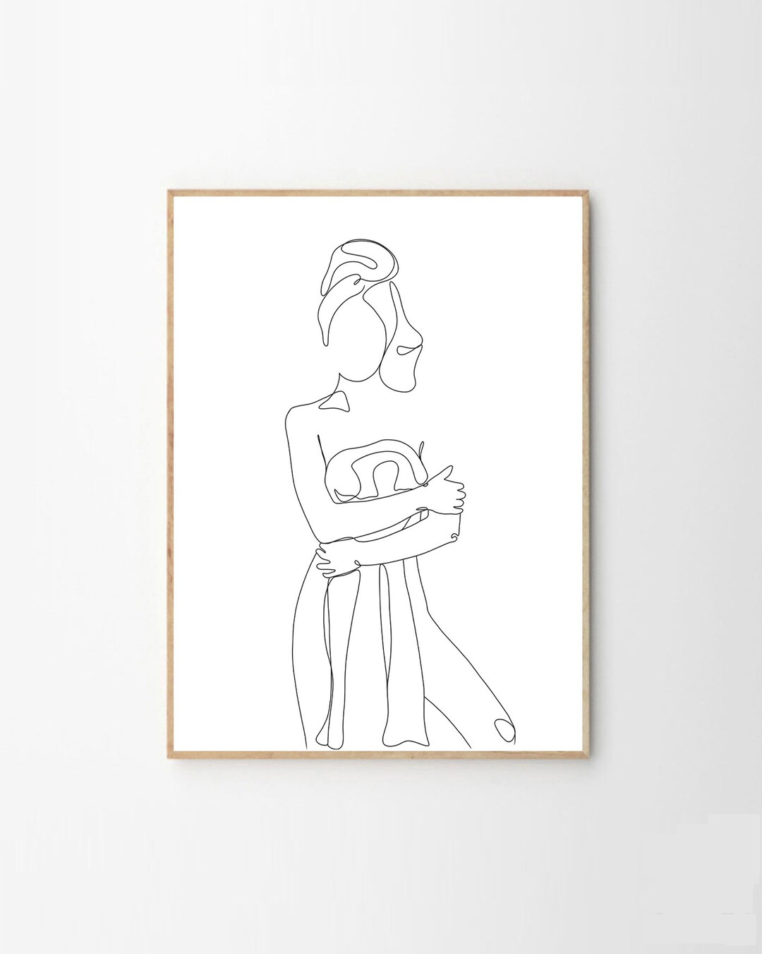 Towel on Head Line Art, Bathroom Decor, One Line Art, Modern Wall Art ...