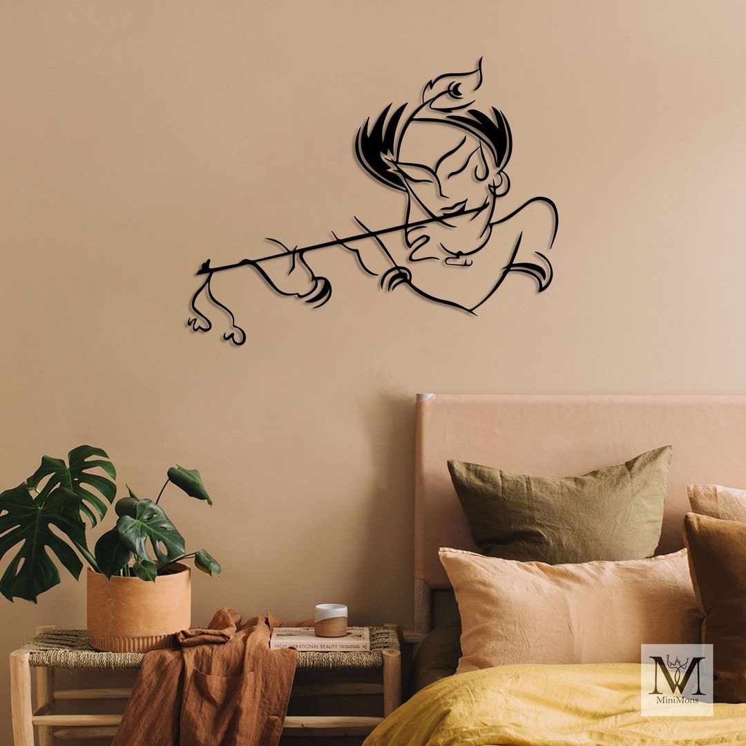 Metal Wall Decor,lord Krishna Metal Decor,living Room Spiritual Wall ...