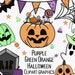 Cute Halloween Clipart Graphics Green Orange Purple - Etsy