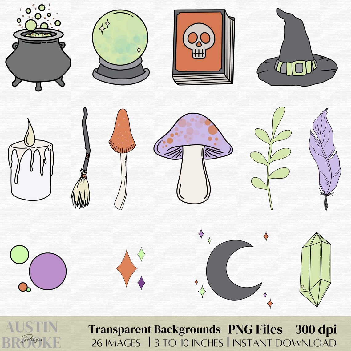 Magic Witch Accessories Clipart, Witch Clipart, Halloween Clipart ...