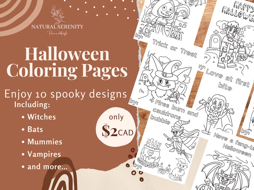 10 Halloween Printable PDF Coloring Pages Fall Coloring Halloween ...
