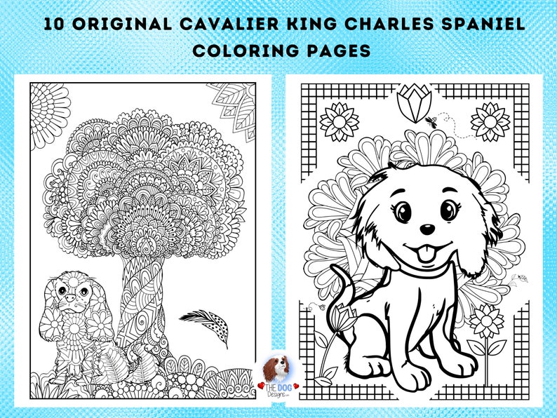 Cavalier King Charles Spaniel Adult Coloring Book Pages | Dog Colouring ...