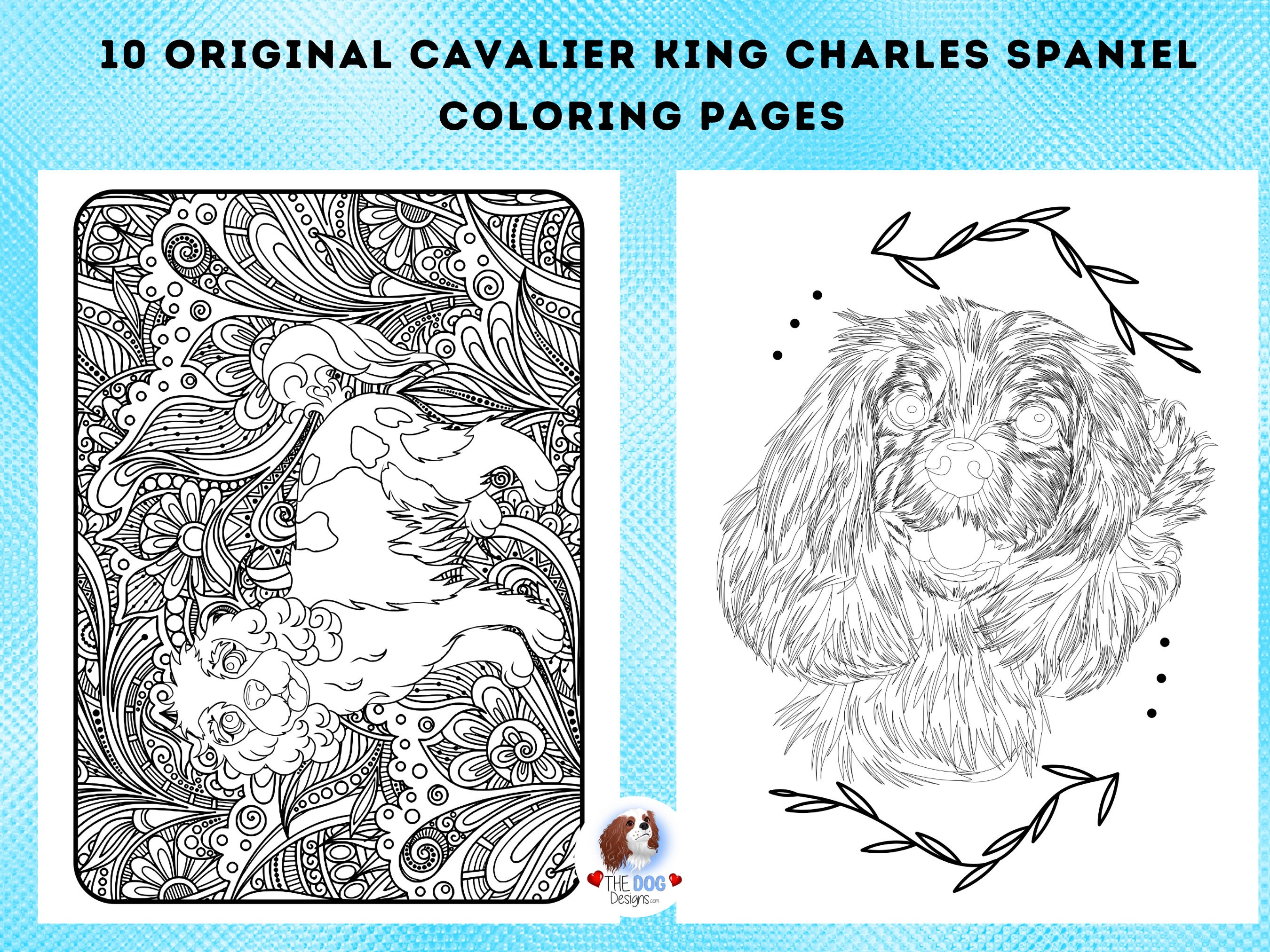 Cavalier King Charles Spaniel Adult Coloring Book Pages Vol. 2| Dog ...