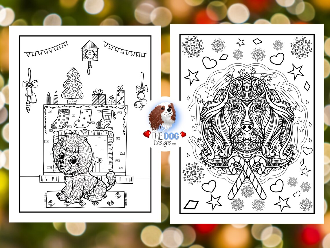 Christmas and Holiday Dog Breed Coloring Book Pages and - Etsy