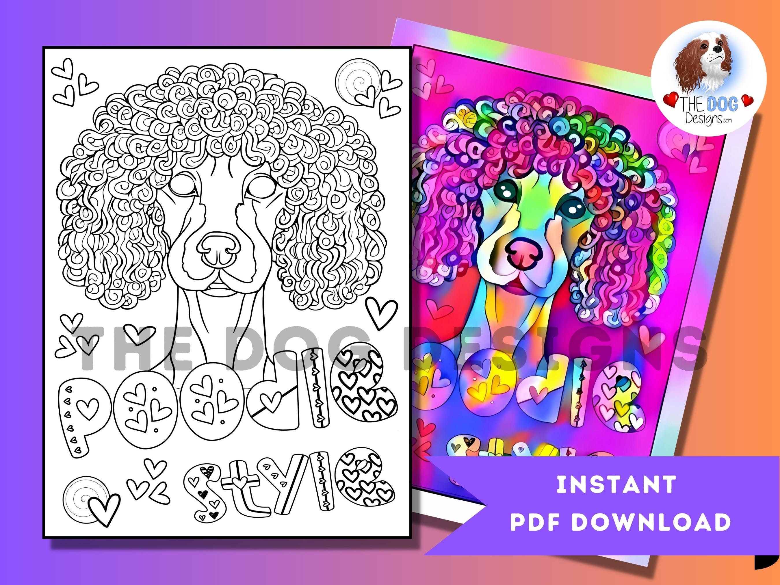 Cute Poodle Coloring Book Page Instant PDF Download, Funny Poodle ...
