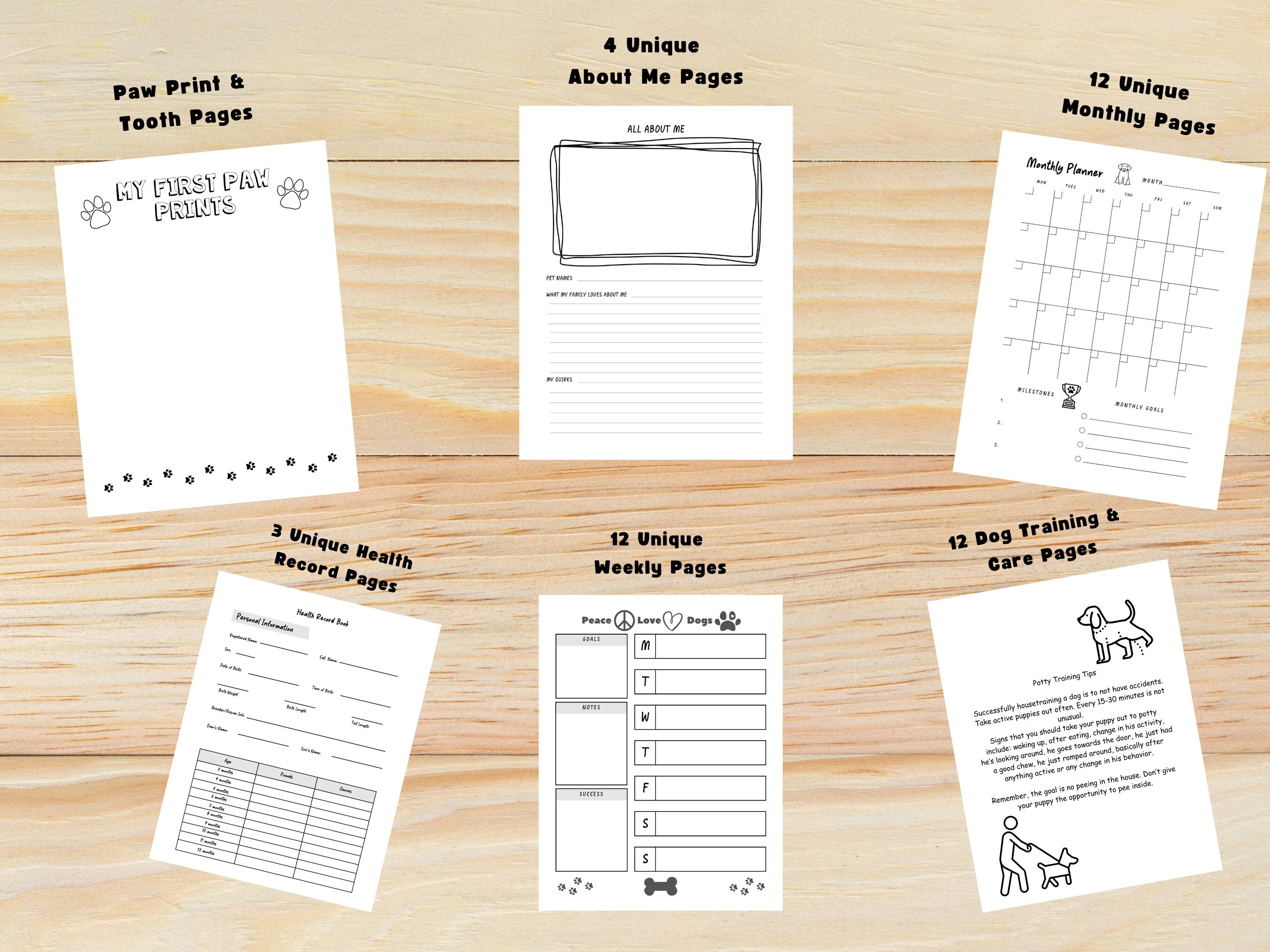 New Puppy Planner, Puppy Dog Health Record, Dog Training Planner, Puppy ...