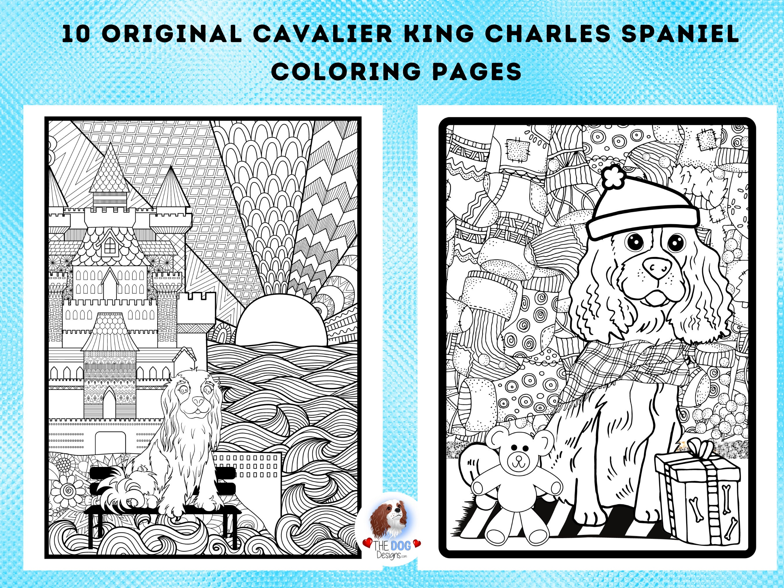 Cavalier King Charles Spaniel Adult Coloring Book Pages Vol. 2| Dog ...