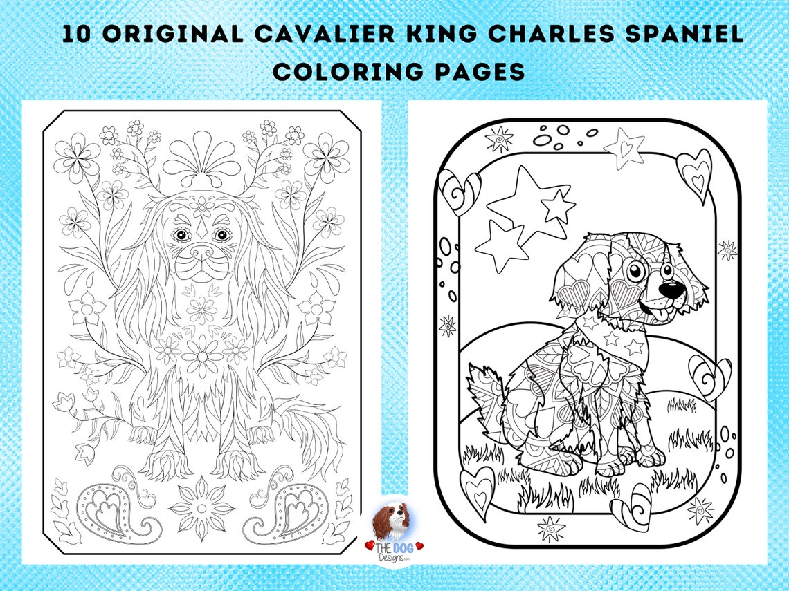 Cavalier King Charles Spaniel Adult Coloring Book Pages | Dog Colouring ...