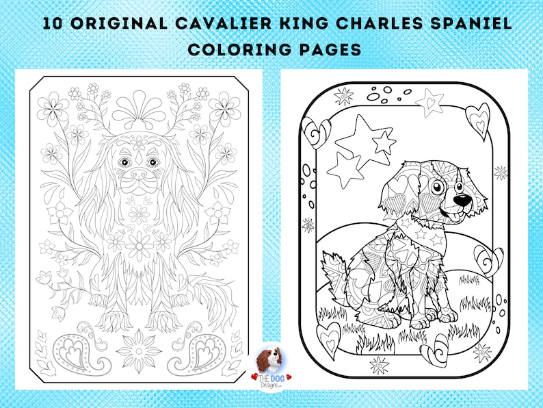 Cavalier King Charles Spaniel Adult Coloring Book Pages | Dog Colouring ...